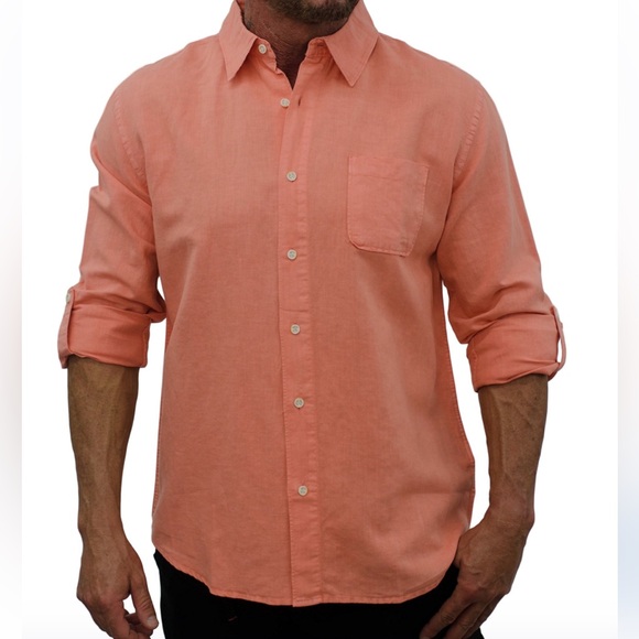 Short Fin | Shirts | Short Fin Mens Long Sleeve Linen Shirt With Roll ...